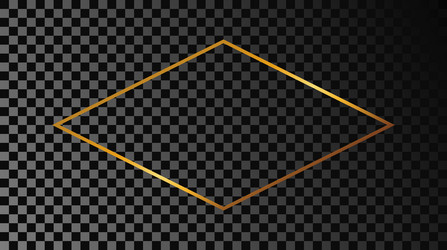 Gold glowing rounded rhombus shape frame Vector Image