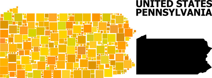 Gold map of pennsylvania state Royalty Free Vector Image