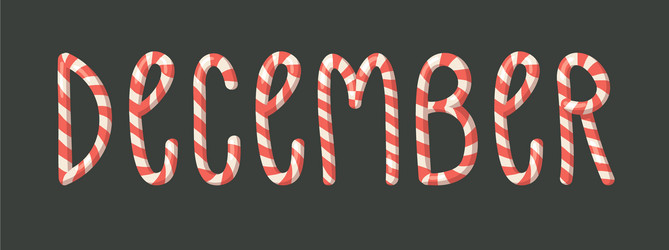 Cartoon christmas candy cane hand drawn font Vector Image