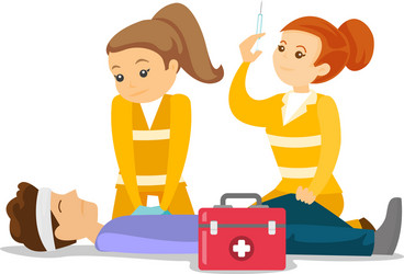 Doctors doing cardiopulmonary resuscitation Vector Image