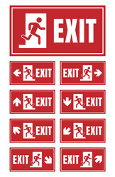 Emergency fire exit sign set door label Royalty Free Vector