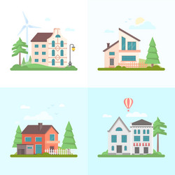 Nice buildings - set of modern flat design style Vector Image