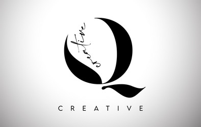 Letter q logo inside a triangle with creative cut Vector Image