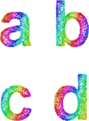 Rainbow sketch font set - lowercase letters q r s Vector Image