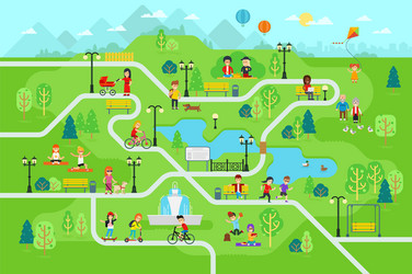 Amusement park map infographic elements in flat Vector Image