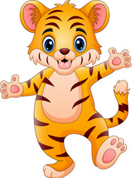 Little tiger make a happy Royalty Free Vector Image