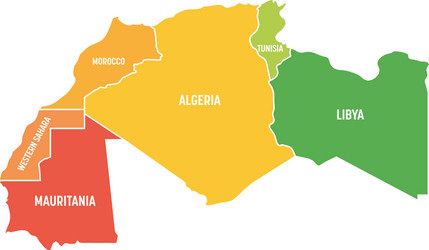 Map maghreb countries - northwest africa states Vector Image