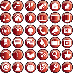 Twenty five blue icons web pages in white Vector Image