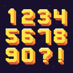 Pixel 8 bit number three or numeral Royalty Free Vector