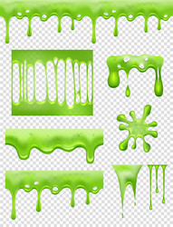 Green slime realistic goo splashes and mucus Vector Image