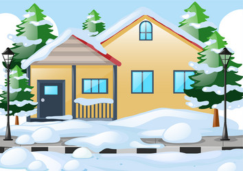 Suburban house covered snow Royalty Free Vector Image