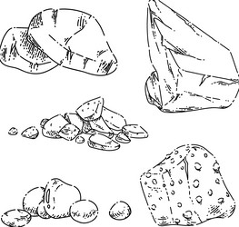 Stone rock set cartoon Royalty Free Vector Image