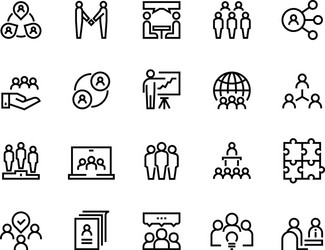 Business management line icons editable stroke Vector Image