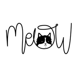 With cat head and lettering word meow Royalty Free Vector