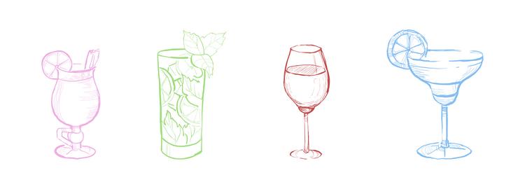 Hand drawn drinks and alcoholic cocktails big set Vector Image