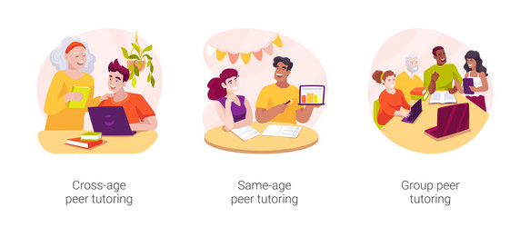 Cross-age peer tutoring isolated cartoon Vector Image