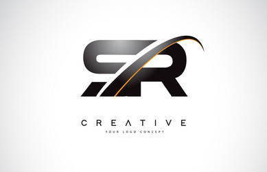 Sr letter design with brush stroke and modern 3d Vector Image