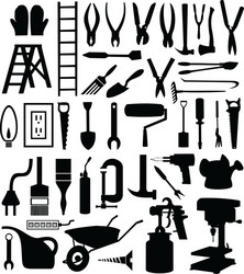 Tool Silhouette Collection Royalty Free Vector Image