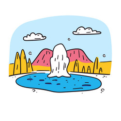 Yellowstone national park in an doodle inca Vector Image