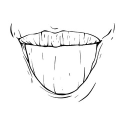 Mouth lips sketch line art Royalty Free Vector Image