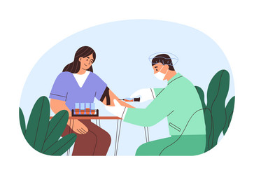 Drawing blood from the arm with a syringe Vector Image