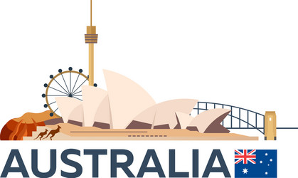 Australia cityscape with landmarks Royalty Free Vector Image