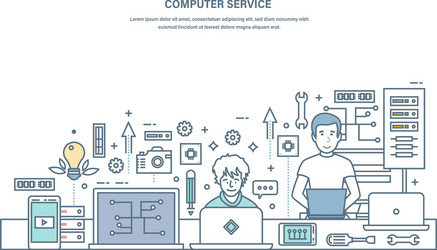 Computer repair business card set Royalty Free Vector Image