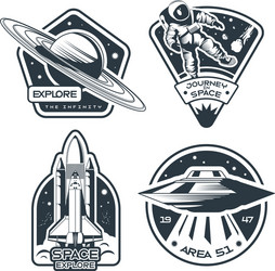 Ufo vintage emblem with text space aliens Vector Image