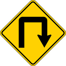 Warning sign double left turn symbol on white Vector Image