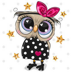 Cartoon owl on a dots background Royalty Free Vector Image