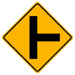 Warning signs offset road junction left and right Vector Image