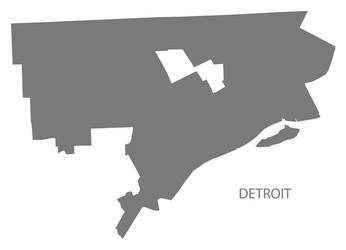 Detroit michigan city map with districts grey Vector Image