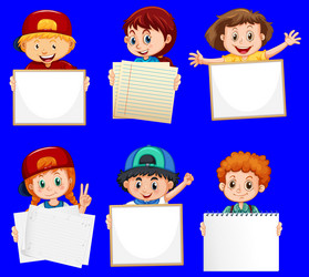 Blank sign template with many kids Royalty Free Vector Image