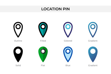Location pin icon in different style pin Vector Image