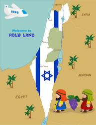 Map of israel in cartoon style Royalty Free Vector Image