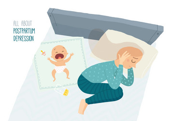 Postpartum depression postnatal baby Royalty Free Vector