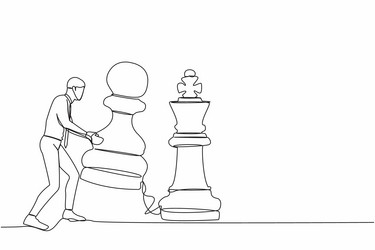 Single one line drawing chess pawn logo isolated Vector Image