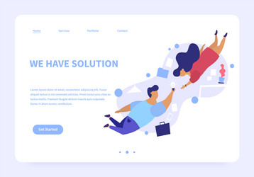 We have solution landing page concept Royalty Free Vector