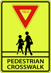 Yield pedestrian crosswalk sign on white Vector Image
