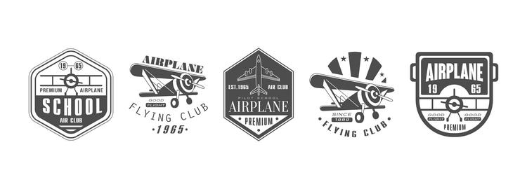 Airplane flying club label and emblem set Vector Image