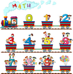 Counting numbers on train with happy children Vector Image