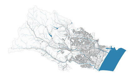 Sendai map detailed black of city Royalty Free Vector Image