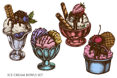 Food dessert hand drawn ice cream meringue Vector Image