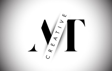 At a t letter logo design with creative cut Vector Image