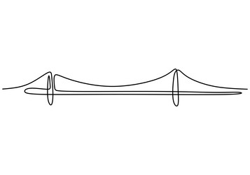 Giant bridge over river continuous one line Vector Image