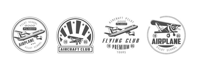 Airplane flying club label and emblem set Vector Image