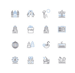 Funny people line icons collection amiable Vector Image
