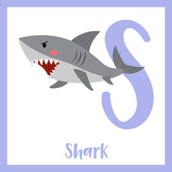 Letter s tracing angry shark Royalty Free Vector Image