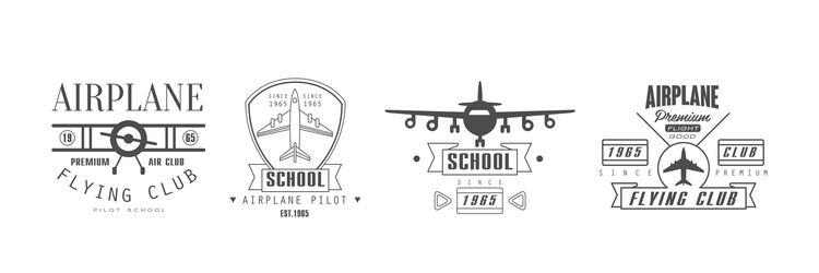 Airplane flying club label and emblem set Vector Image