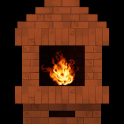 Fire flames in fireplace cozy home fireside Vector Image